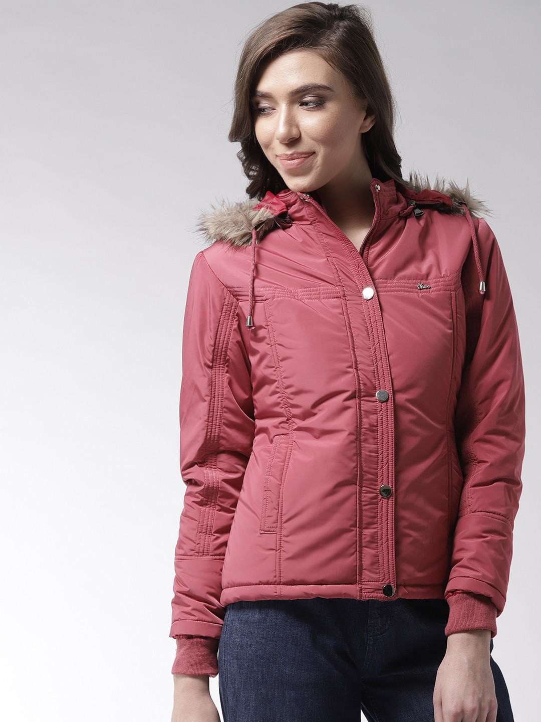 Buy Okane Women Pink Solid Parka Jacket With Detachable Hood - Jackets ...