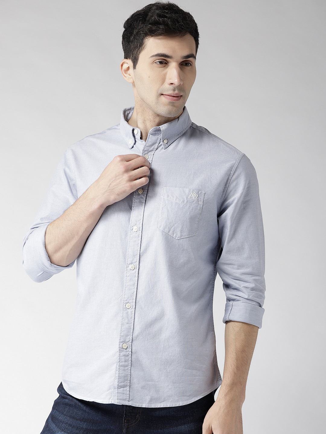 Buy Aeropostale Men Blue Regular Fit Solid Casual Shirt - Shirts for ...