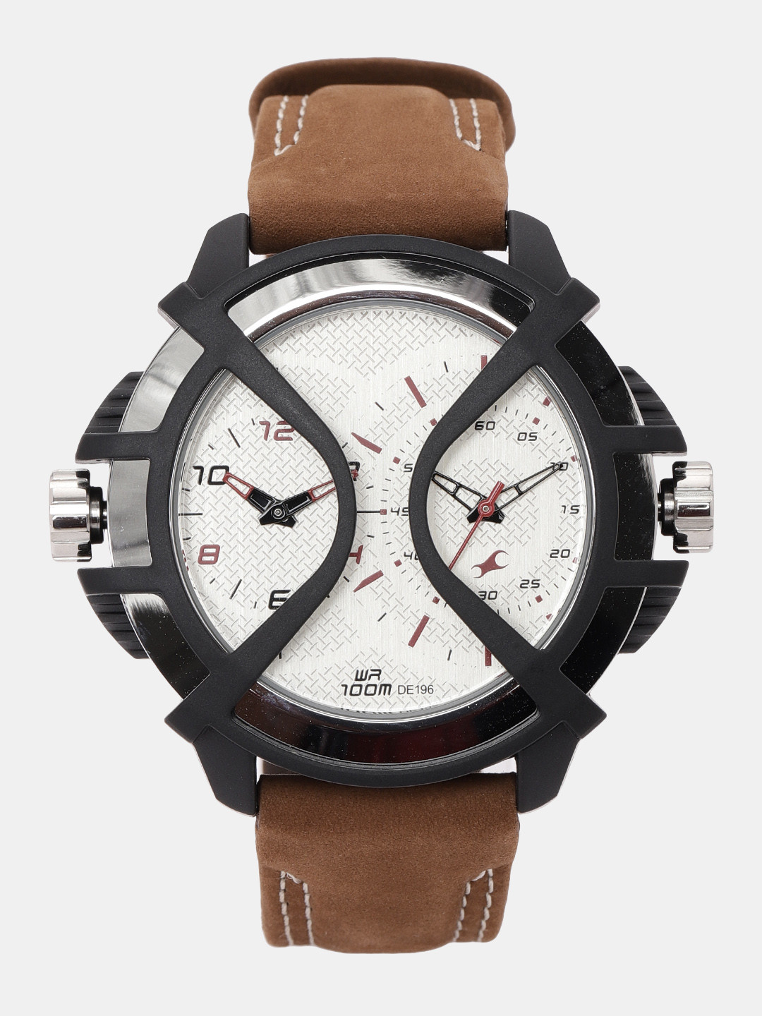Buy Fastrack Men Silver Toned Dual Dial Analogue Watch NK38016PL02_OR_F ...