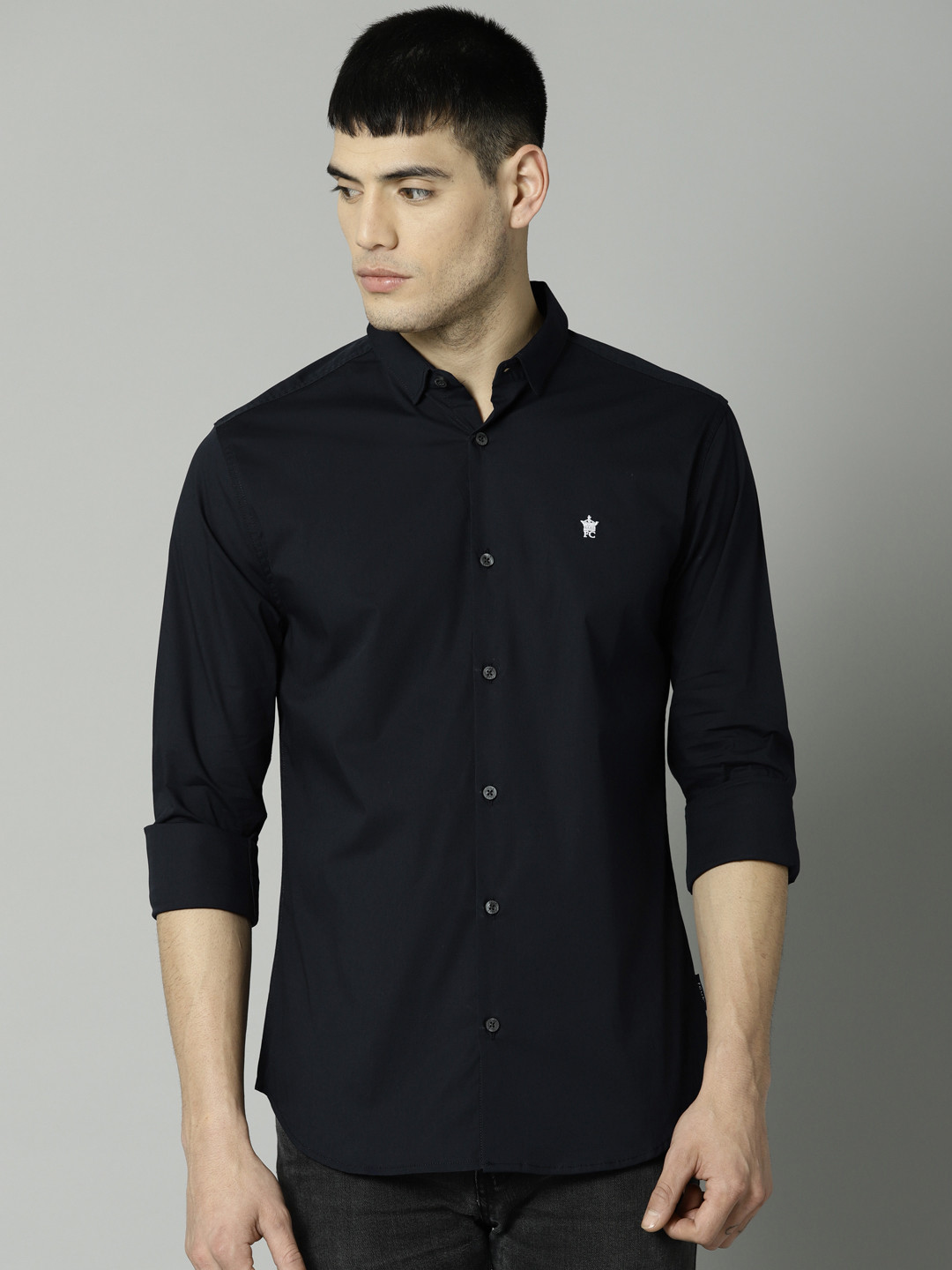 Buy French Connection Men Navy Regular Fit Solid Casual Shirt - Shirts ...