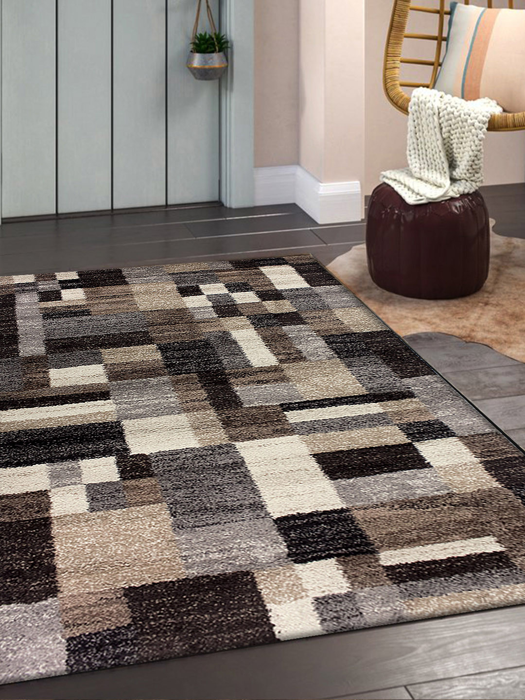 Buy OBSESSIONS Multicoloured Checked Carpet - Carpets for Unisex ...