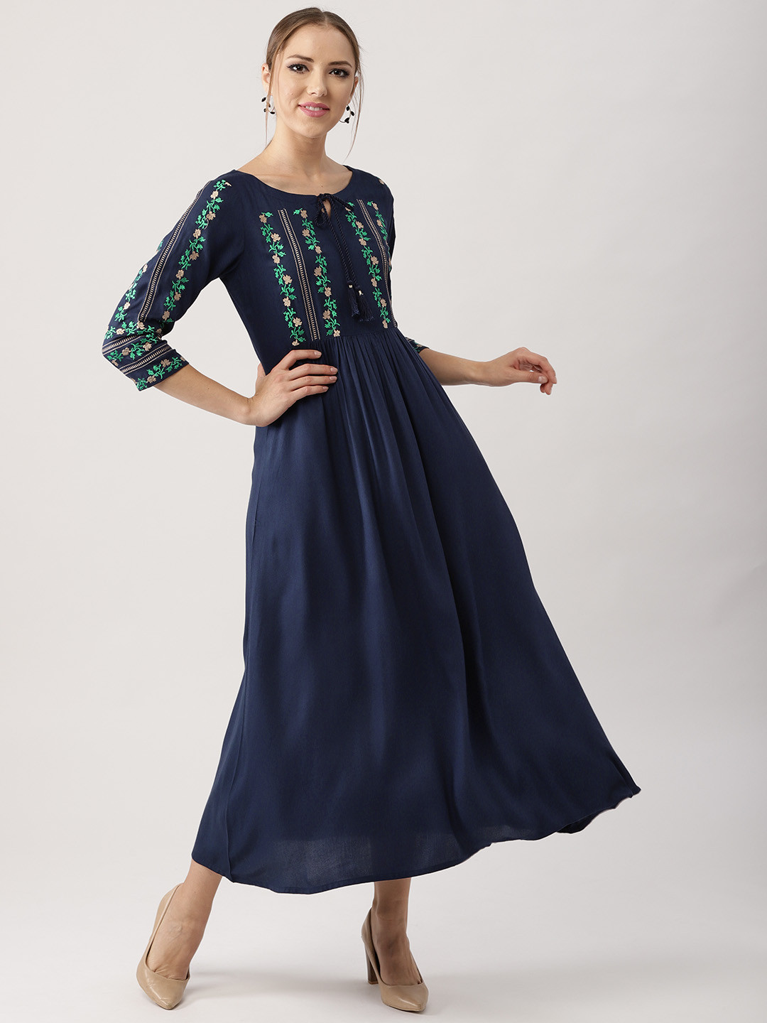 Buy Libas Women Navy Blue Solid Maxi Dress - Dresses for Women 7320007 ...