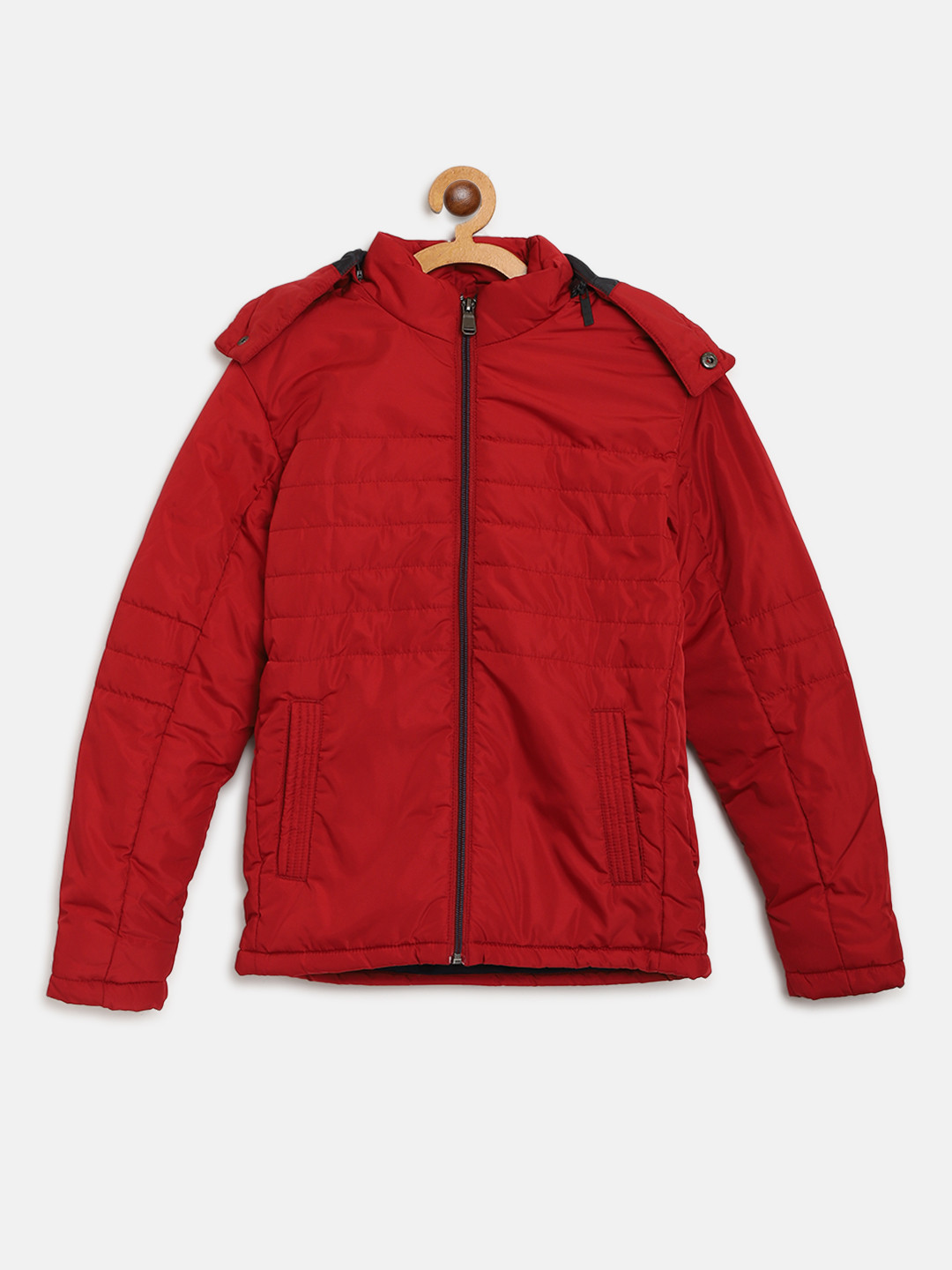 Buy Octave Boys Red Solid Hooded Padded Jacket - Jackets for Boys ...