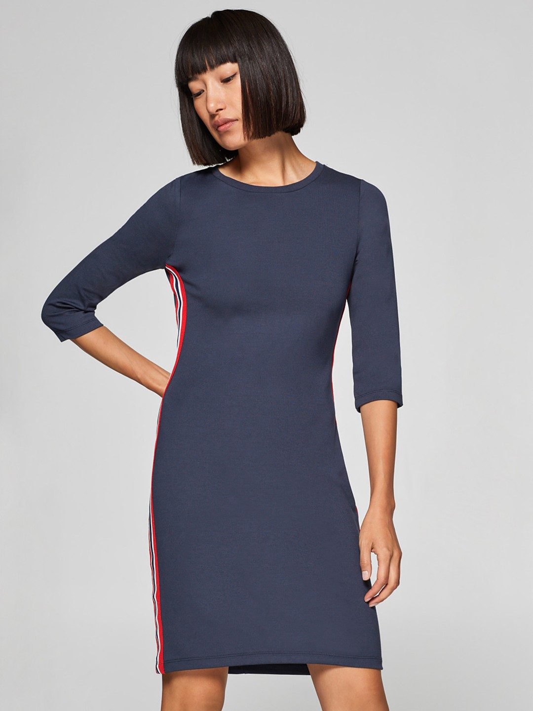 Buy Esprit Women Navy Blue Solid Sheath Dress Dresses For Women
