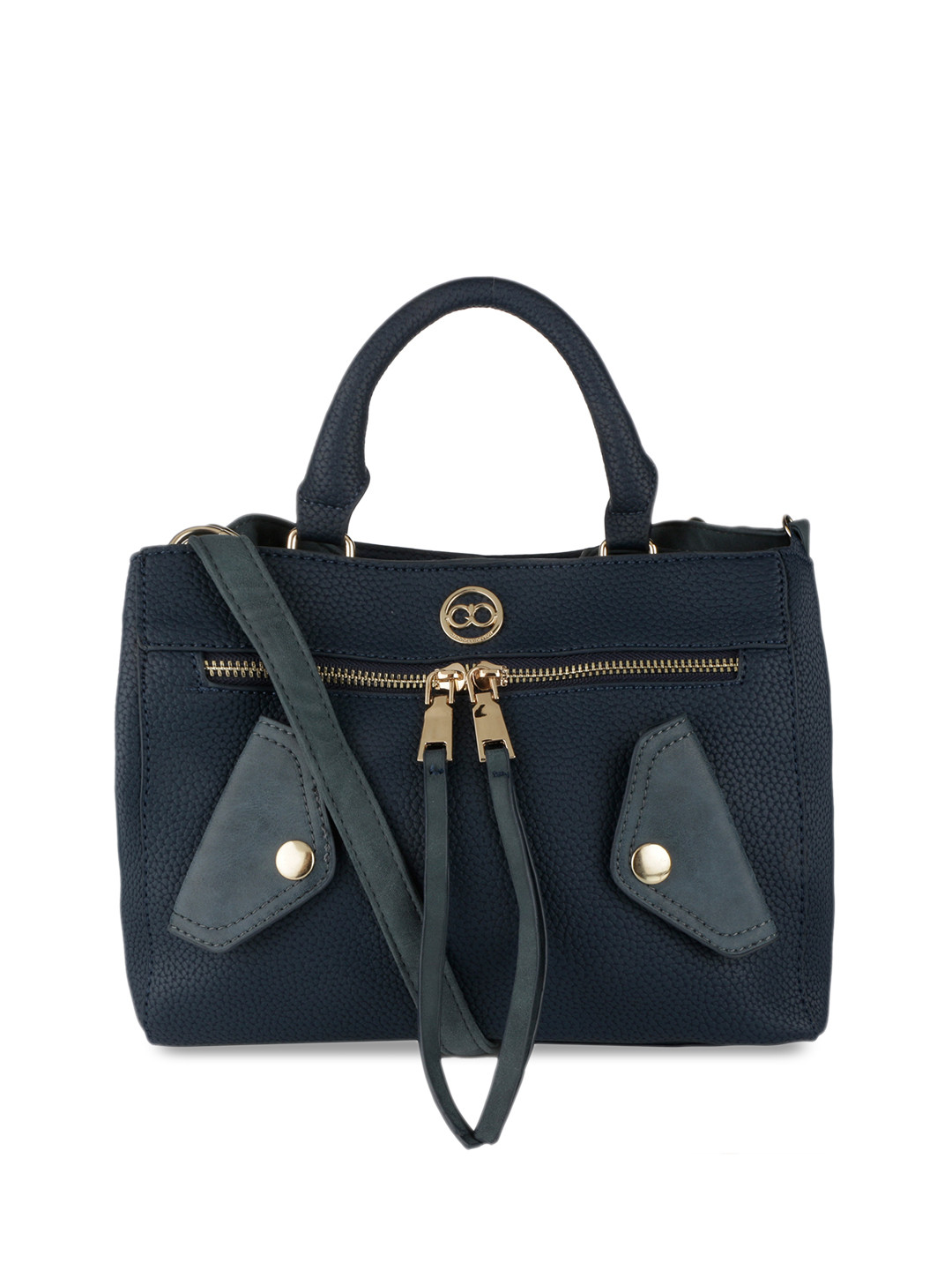 Buy GIO COLLECTION Navy Blue Solid Handheld Bag - Handbags for Women ...