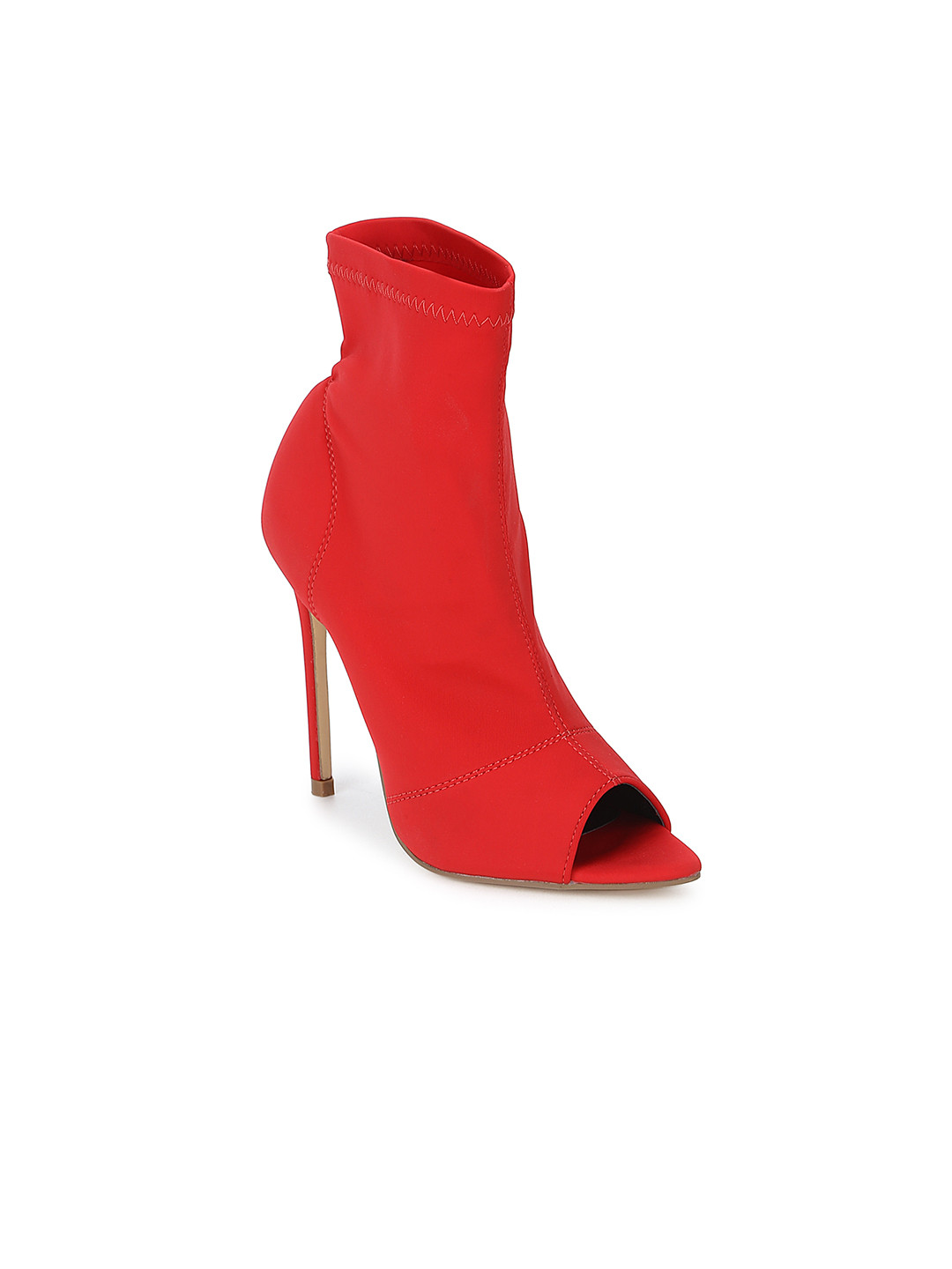 Buy Truffle Collection Women Red Solid Heeled Peep Toes - Heels for ...