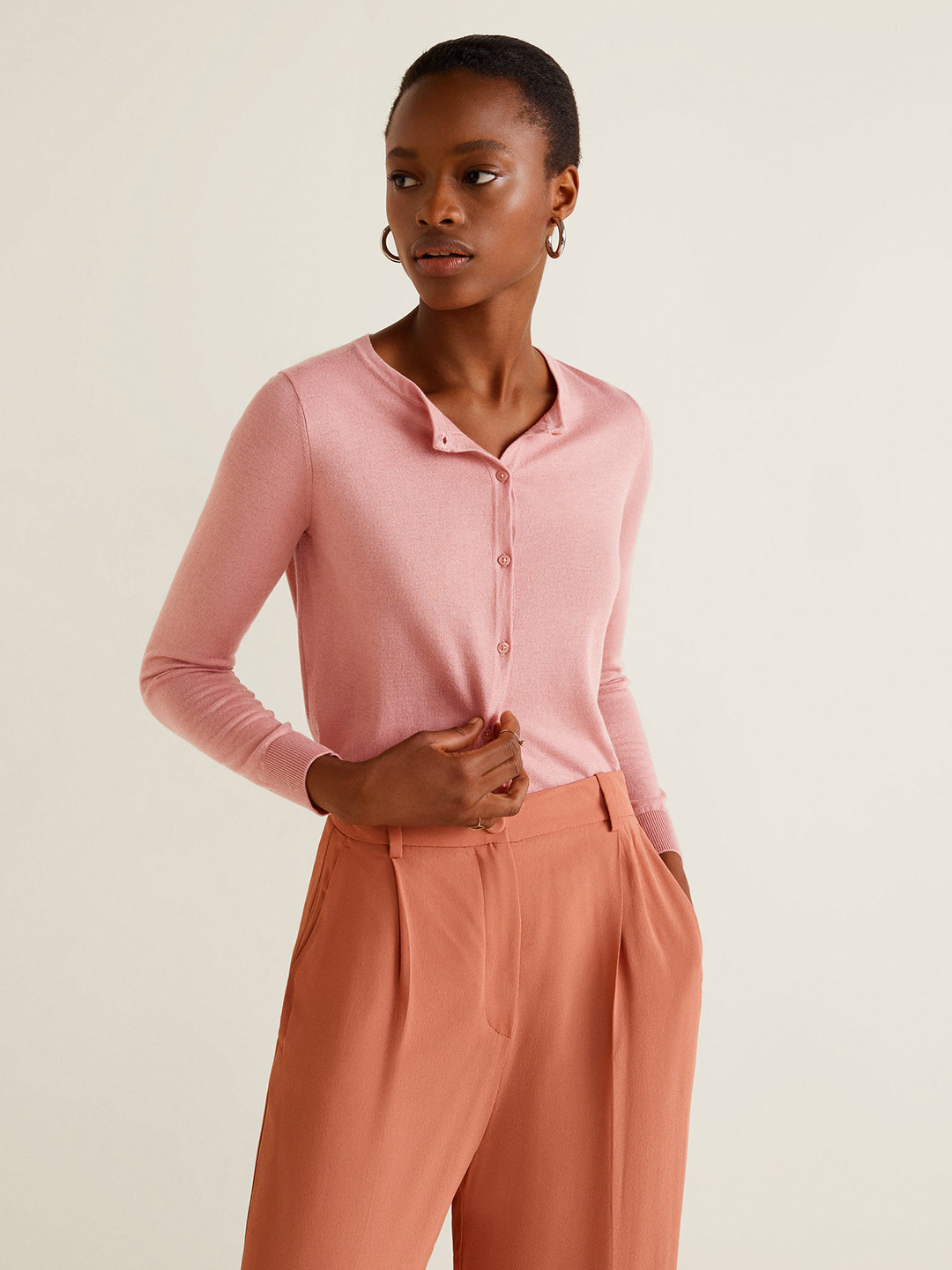 Buy MANGO Women Pink Solid Cardigan - Sweaters for Women 7344513 | Myntra