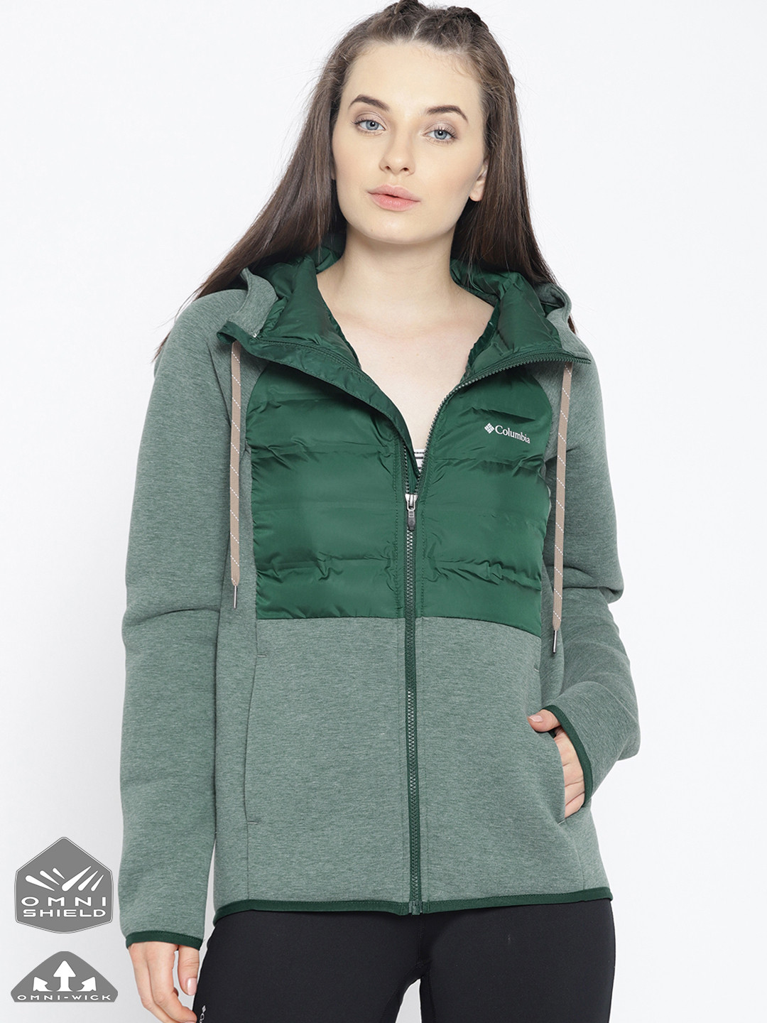 Buy Columbia Women Green Northern Comfort Hybrid Hooded Trail Jacket ...