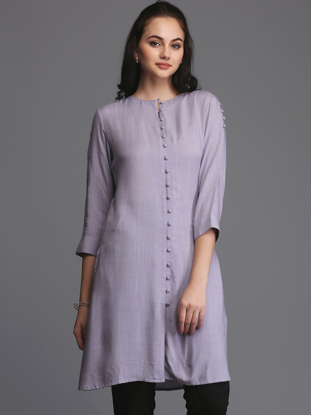 Buy Eavan Lavender Front Open Tunic - Tunics for Women 7409677 | Myntra