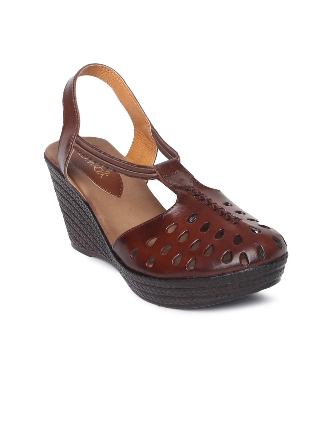 Buy Catwalk Women Brown Solid Leather Wedges - Heels for Women 7410356 ...