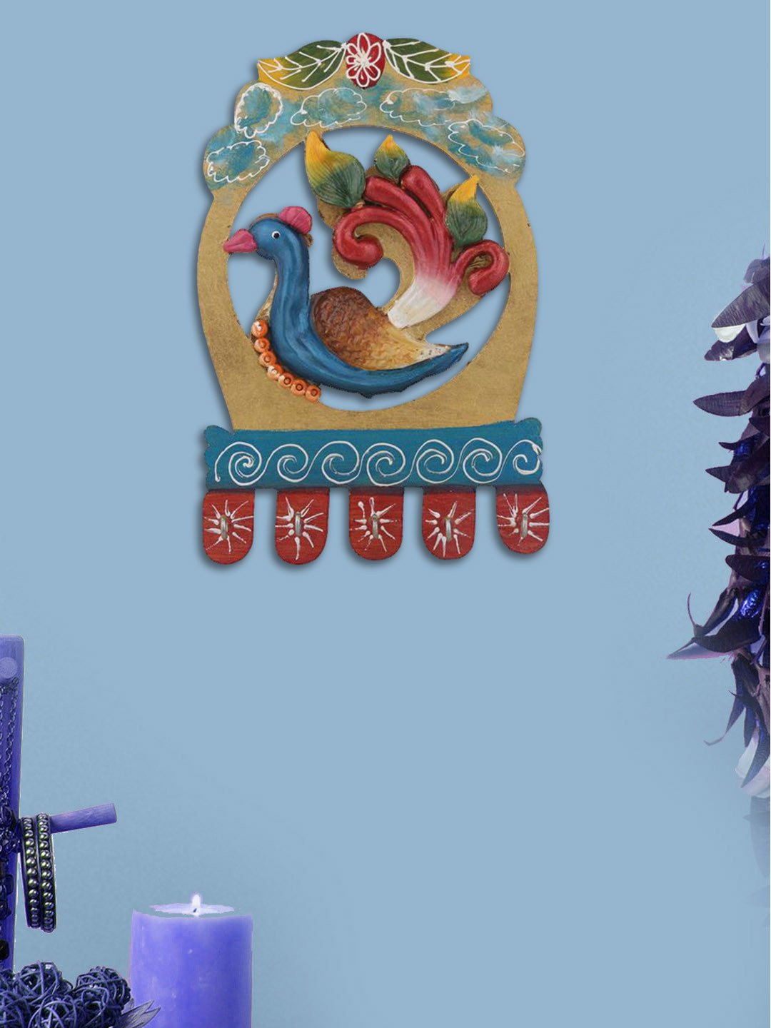 Buy 999Store Multi Coloured Hand Painted Wooden Key Holder - Key ...