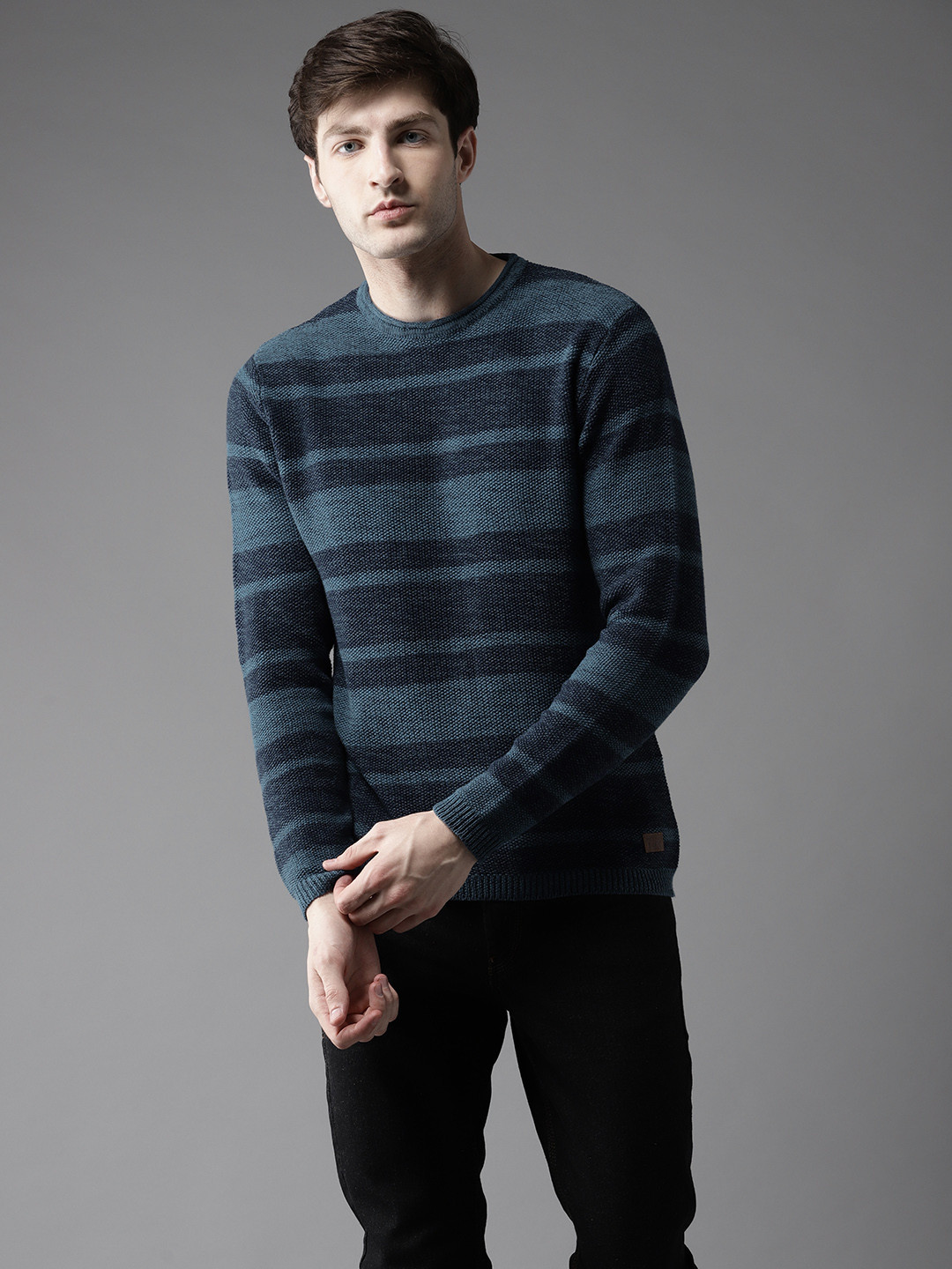 Buy Flying Machine Men Blue Striped Pullover - Sweaters for Men 7431268 ...