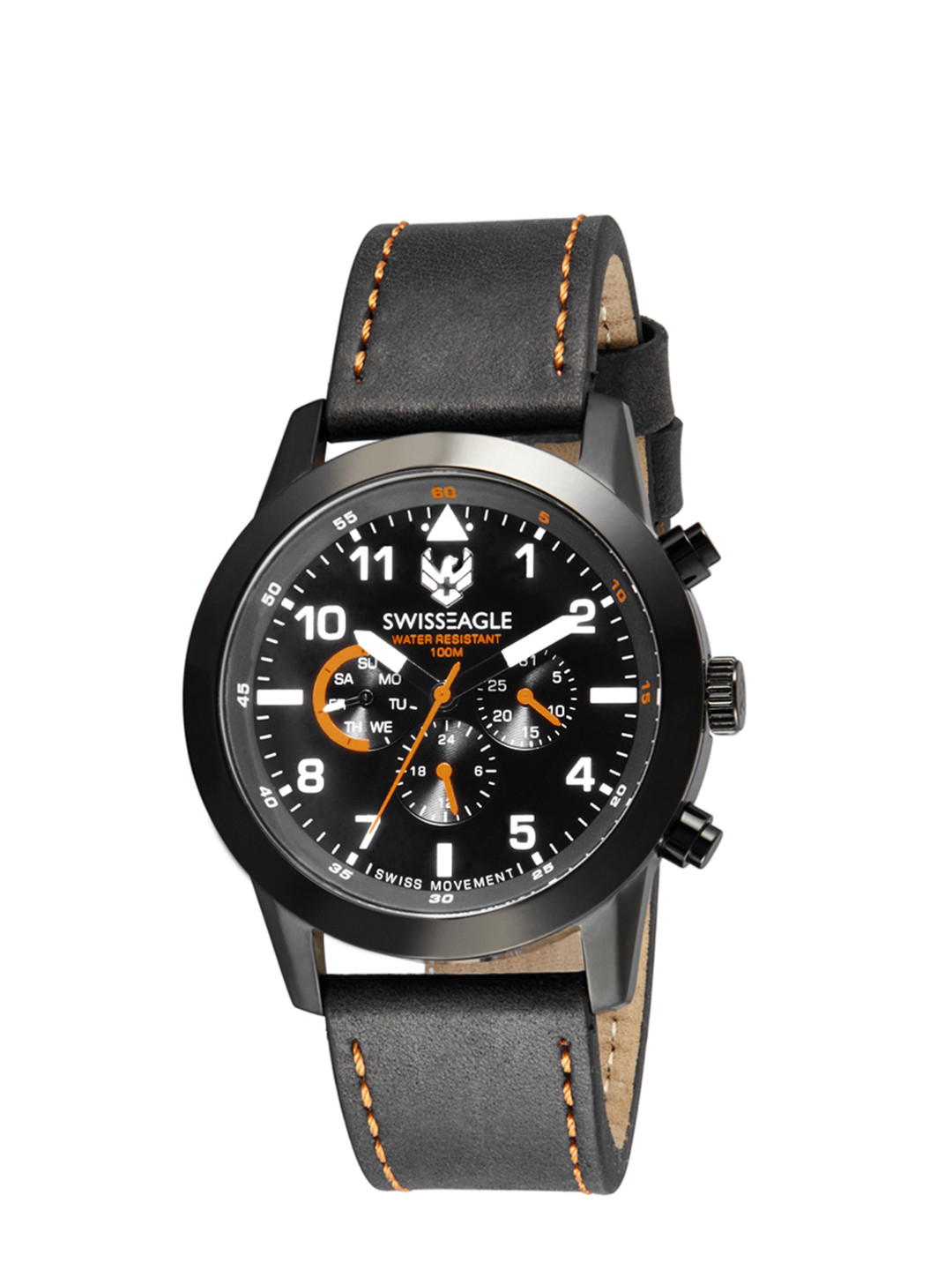 Buy Swiss Eagle Men Black Analogue Leather Watch SE 9136 04 - Watches ...