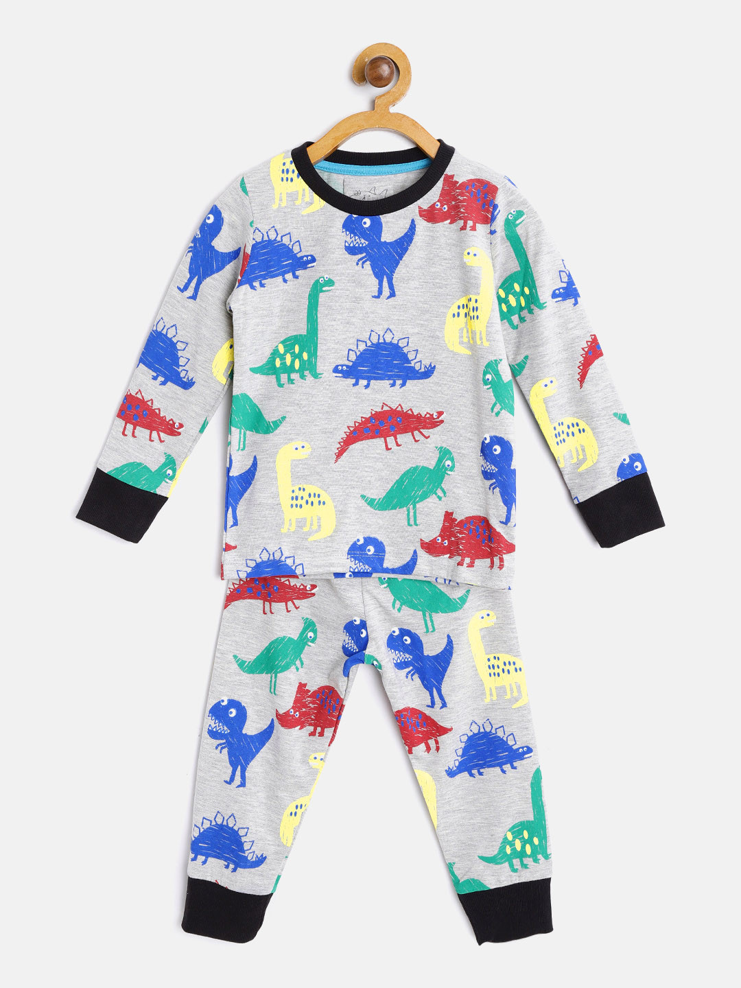 Buy Lazy Shark Boys Grey Melange & Blue Printed Night Suit LSNF0029 67 ...