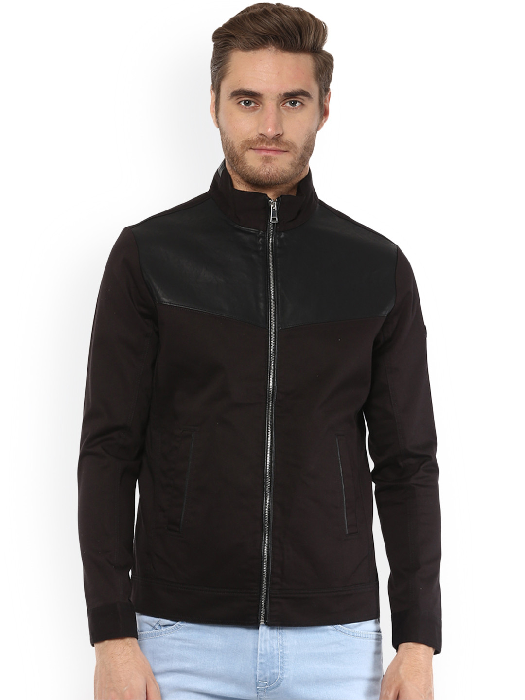 Buy Mufti Men Black Colourblocked Bomber - Jackets for Men 7436461 | Myntra