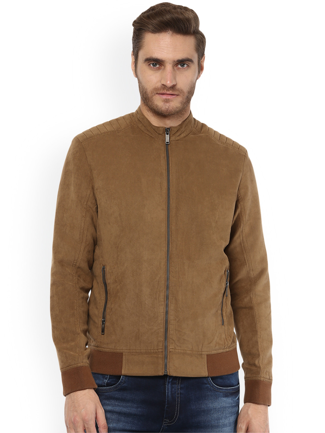 Buy Mufti Men Khaki Solid Bomber - Jackets for Men 7436468 | Myntra