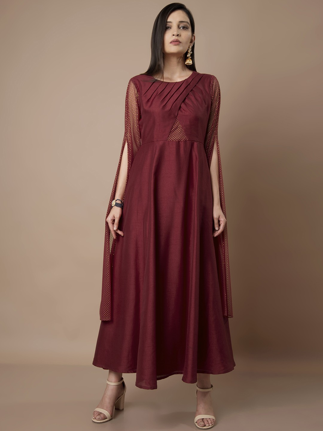 Buy Indya Women Maroon Solid Maxi Dress Dresses For Women 7445826
