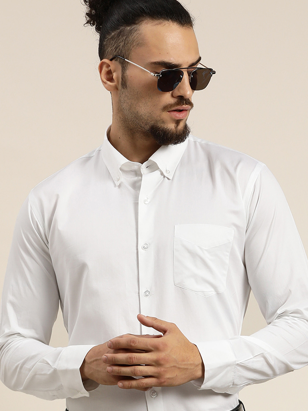Buy Hancock Men White Solid Pure Cotton Slim Fit Formal Shirt - Shirts ...