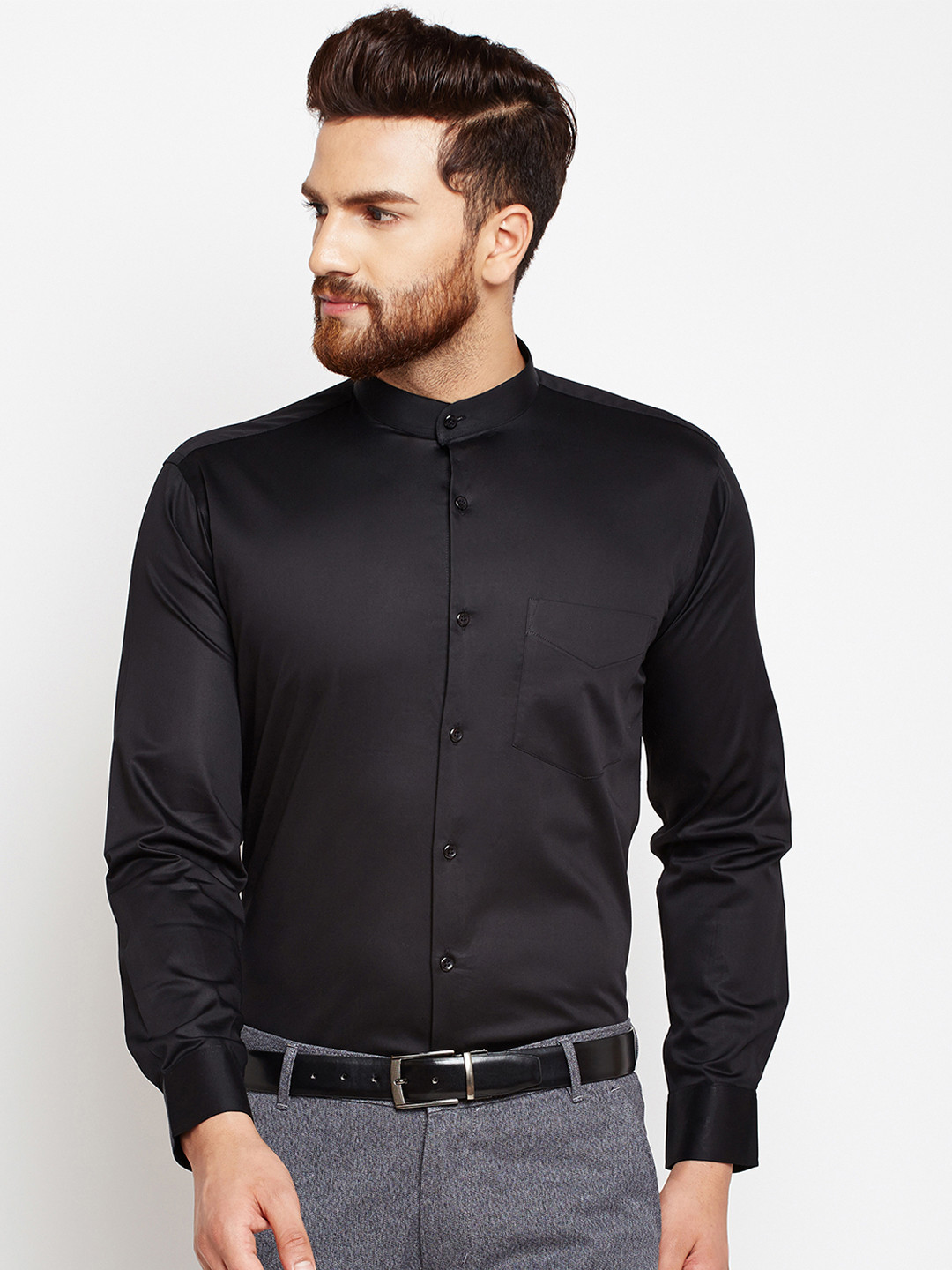 Buy Hancock Men Black Solid Satin Slim Fit Pure Cotton Tuxedo Formal ...