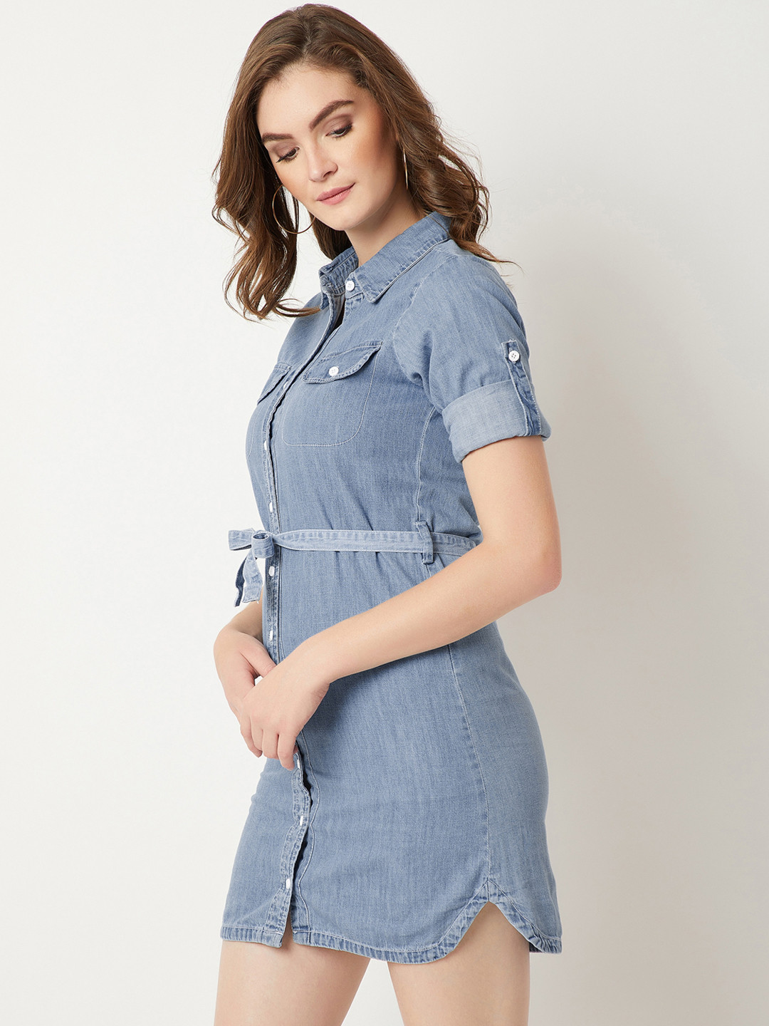 Buy Miss Chase Women Lightweight Solid Denim Sheath Dress - Dresses for Women 7463885 | Myntra