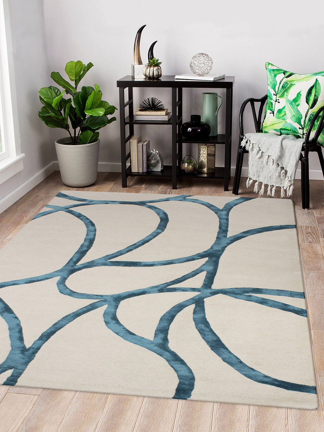 Buy Story@home Blue & Cream Geometric Carpet - Carpets for Unisex ...