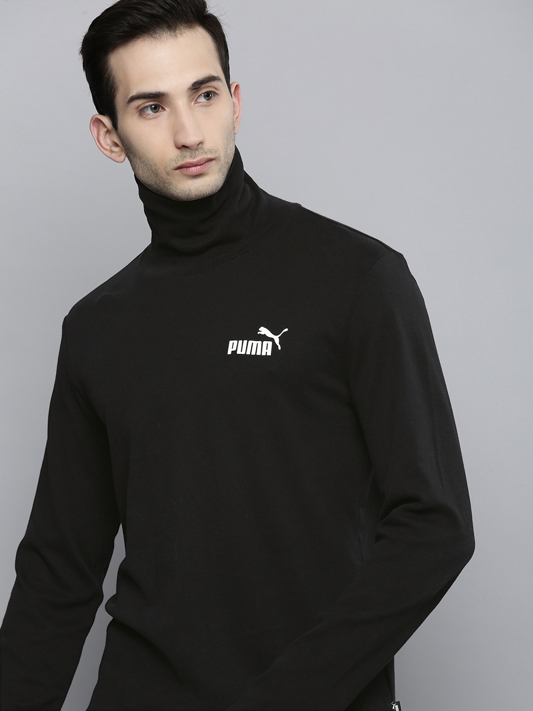Buy Puma Men Black Brand Logo Print Detail Elevated Ess Turtle Neck ...