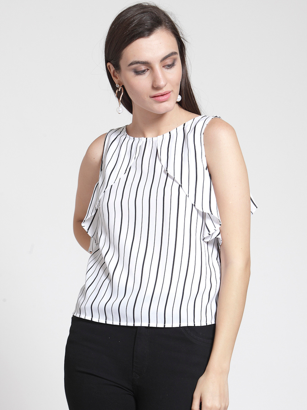 Buy PlusS Women White Striped Top - Tops for Women 7482319 | Myntra