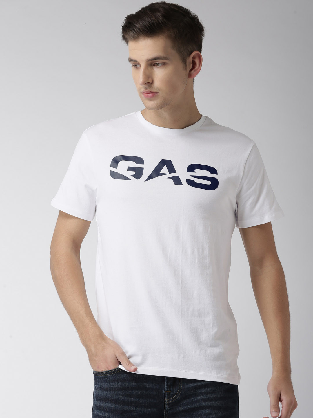 Buy GAS Men White Printed Round Neck T Shirt - Tshirts for Men 7484724 ...