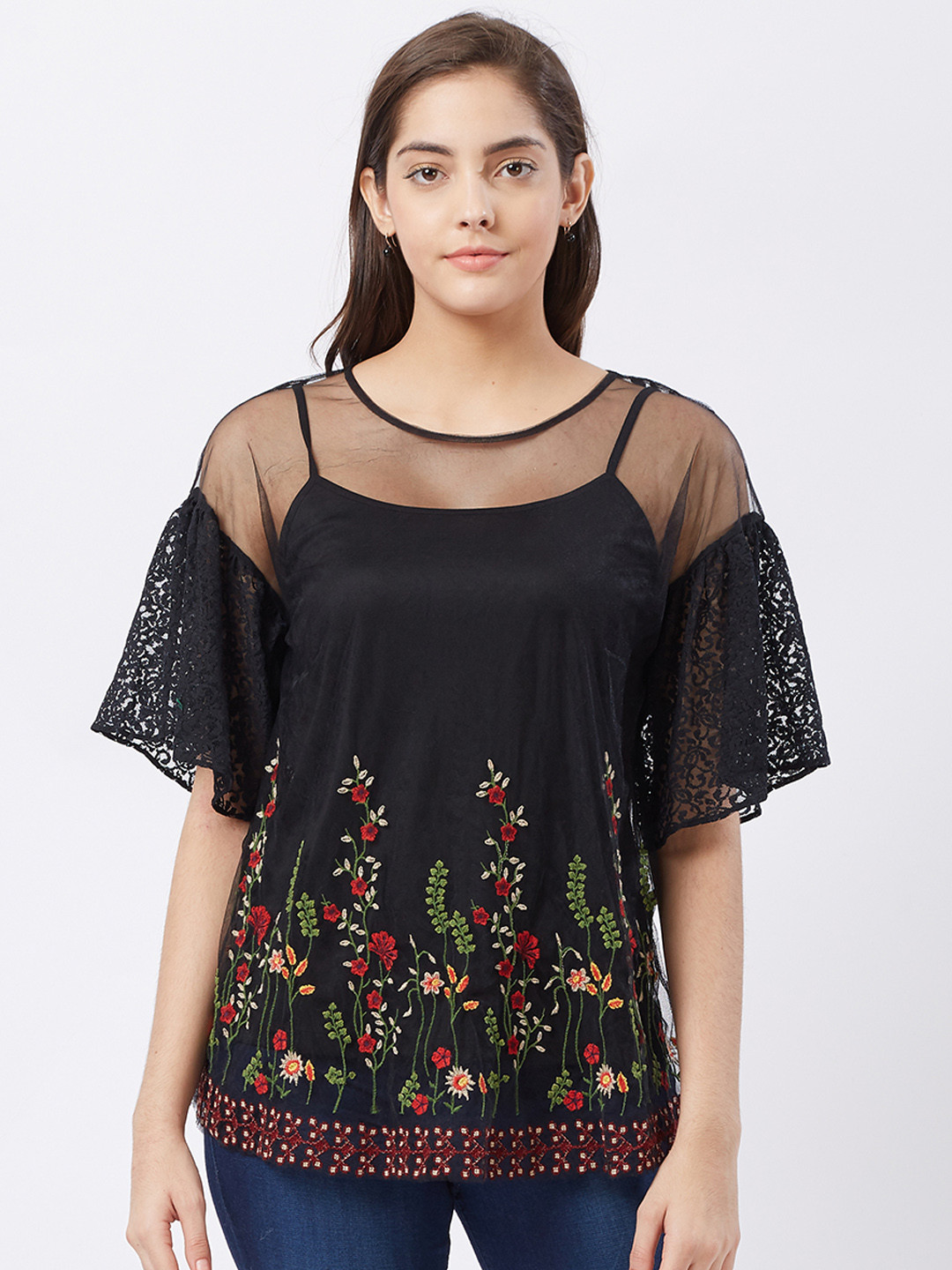 Buy Fusion Beats Women Black Printed Top - Tops for Women 7485587 | Myntra