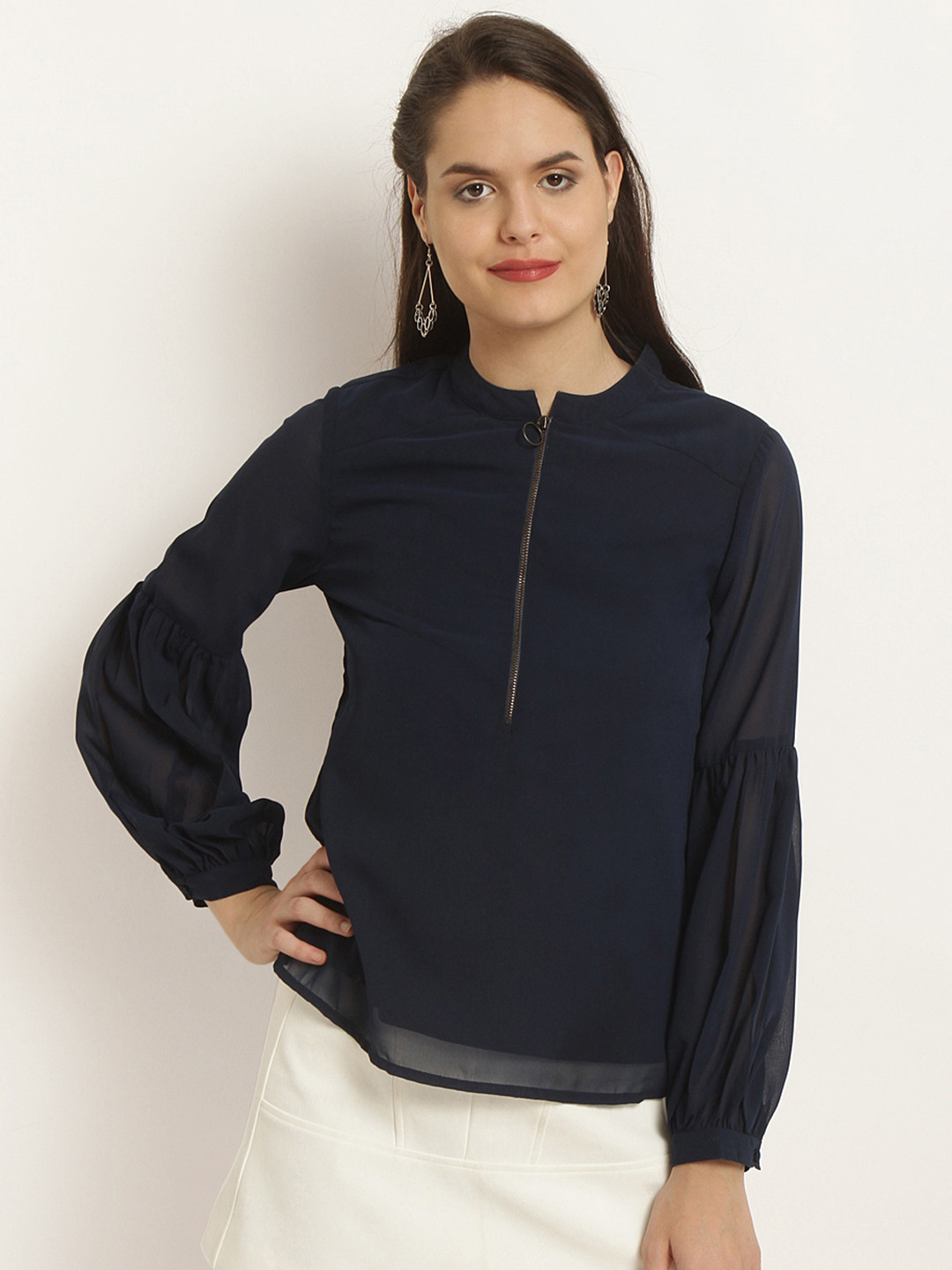 Buy RARE Women Navy Blue Solid A Line Top - Tops for Women 7487371 | Myntra