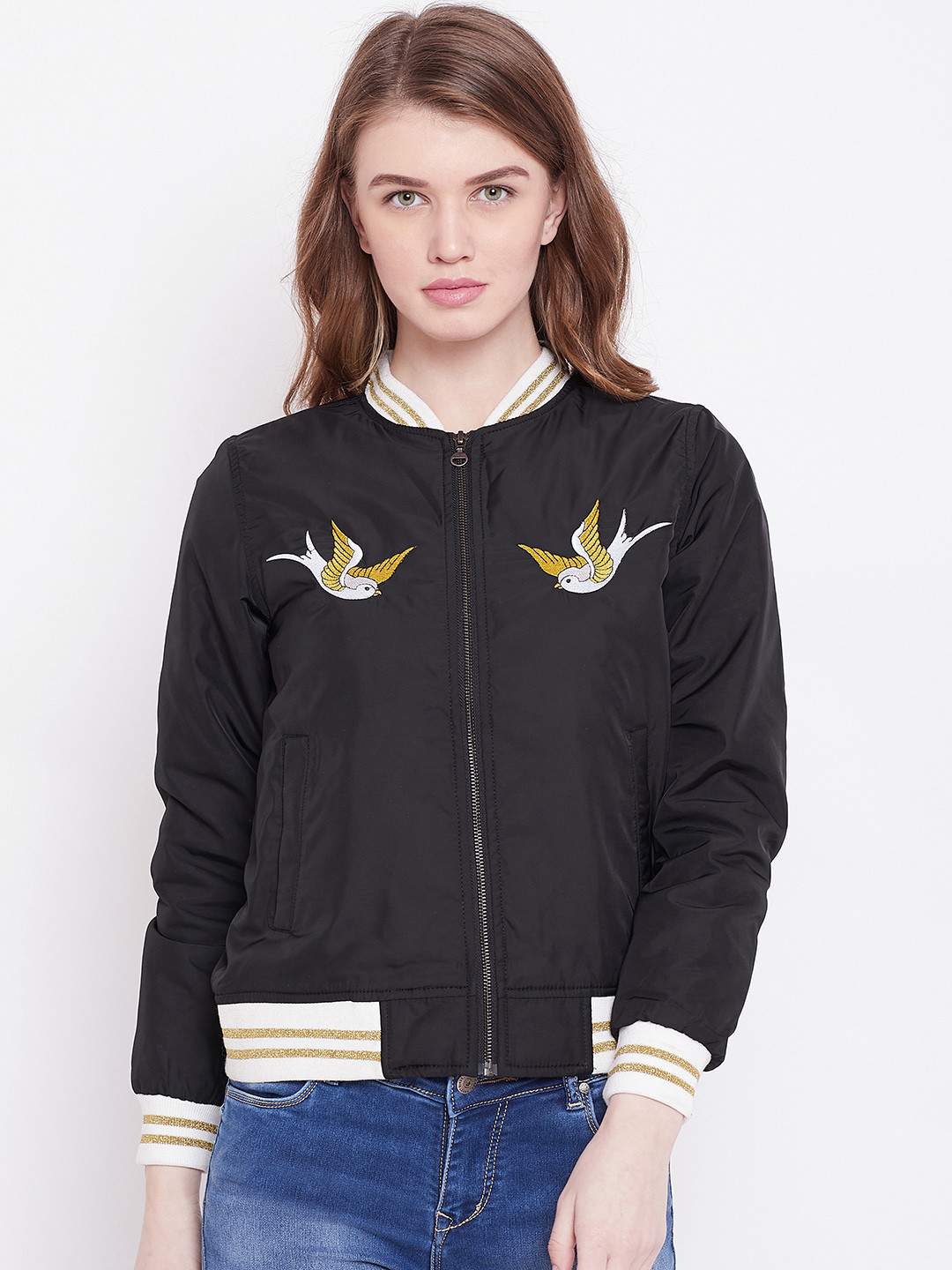 Buy Duke Women Black Solid Varsity Jacket - Jackets for Women 7489566 ...