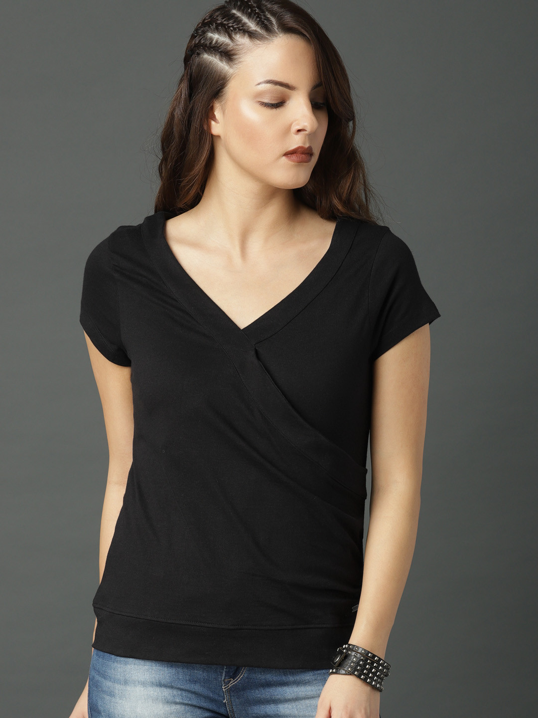 Buy Roadster Women Black Solid Top - Tops for Women 7490146 | Myntra