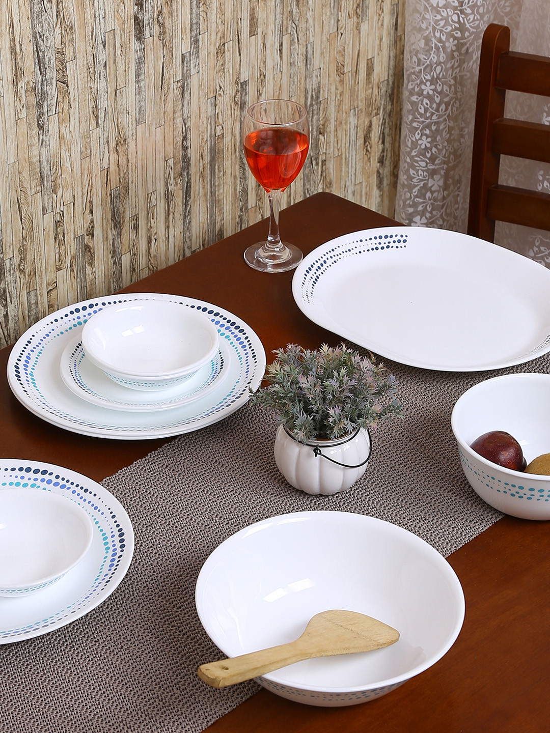 Buy Corelle White Printed Glass Dinner Set - Dinnerware for Unisex ...