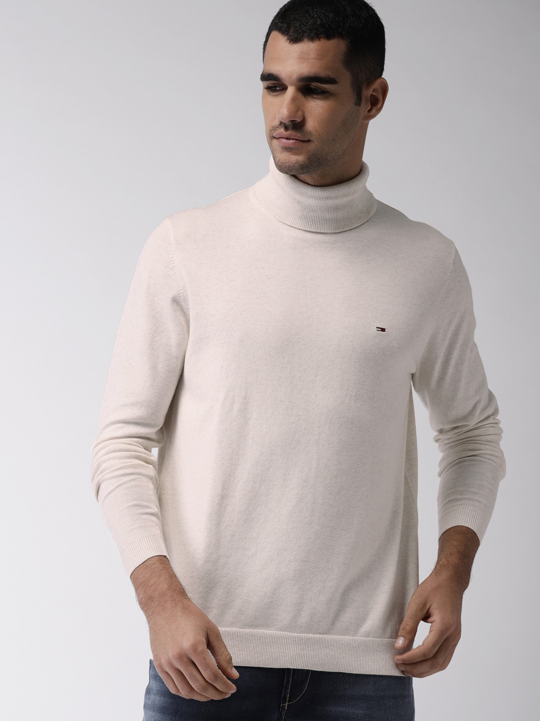 Buy Tommy Hilfiger Men Off White Solid Pullover - Sweaters for Men ...