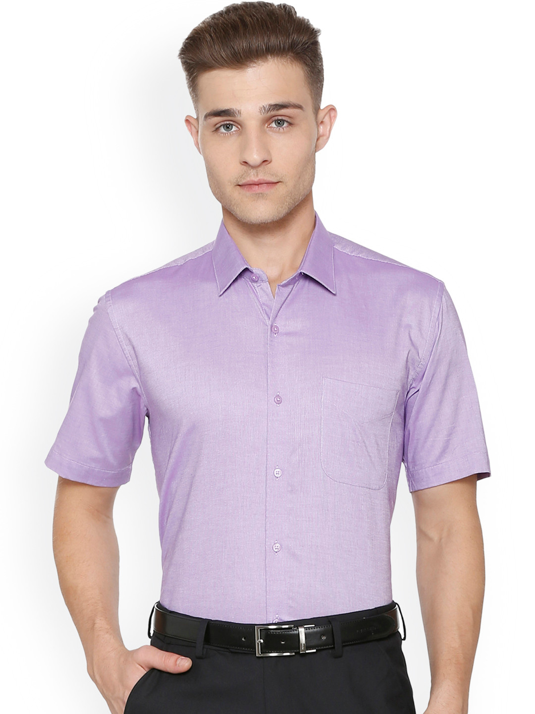 Buy Peter England Men Purple Regular Fit Solid Formal Shirt - Shirts ...
