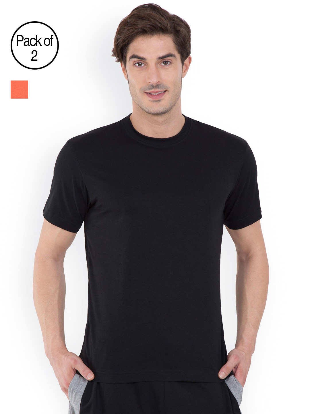 Buy Jockey Men Pack Of 2 Solid Round Neck Pure Cotton T Shirts ...