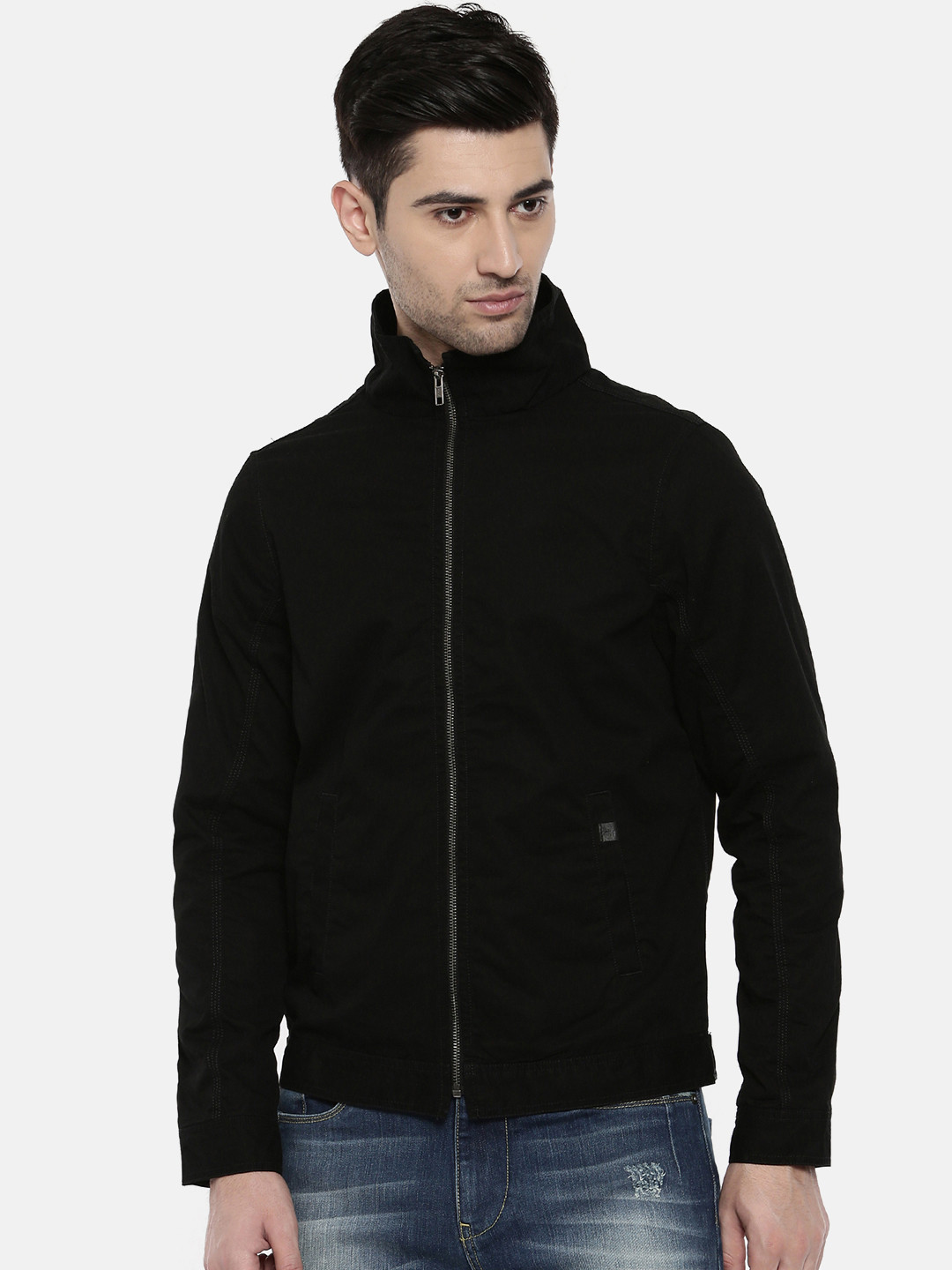 Buy Breakbounce Men Black Solid Windcheater Padded Jacket - Jackets for ...