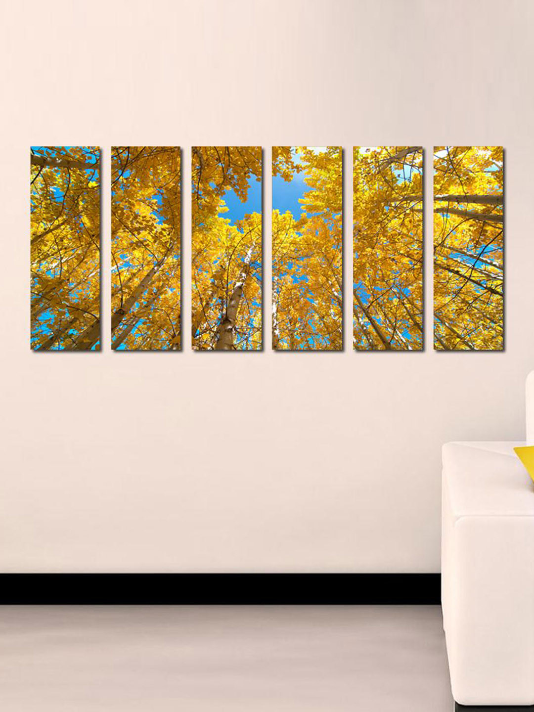 Buy 999Store Yellow & Blue Fall Aspen Trees Wall Art - Wall Art for ...