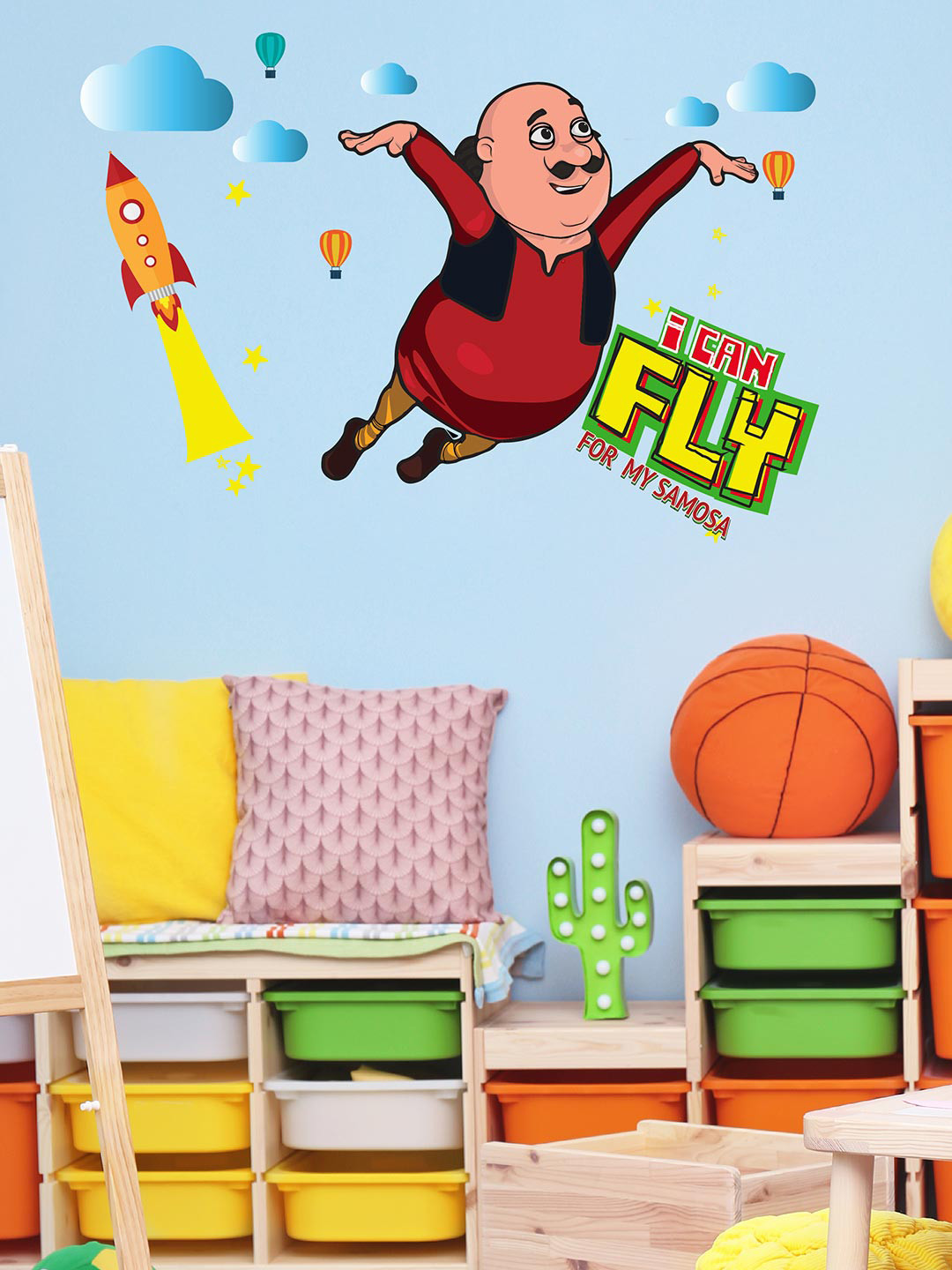 Buy Asian Paints Kids Multicoloured Motu Patlu I Can Fly Wall Sticker ...