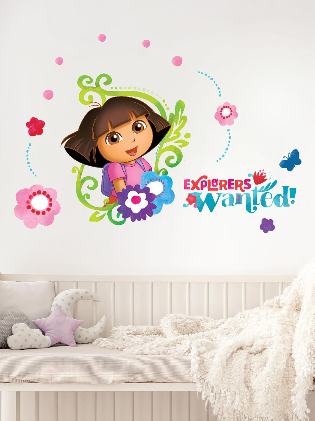 Buy Asian Paints Multicoloured Kids Dora Decision Time Printed Wall ...