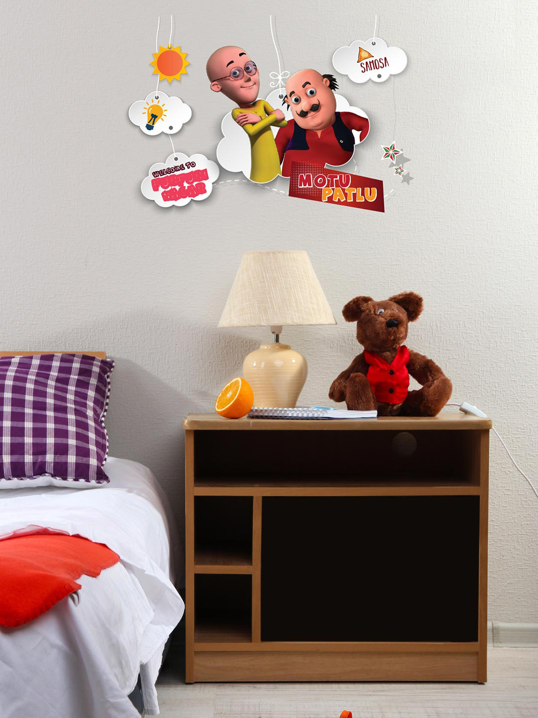 Buy Asian Paints Multicoloured Kids Motu Patlu Mind Games Printed Wall ...