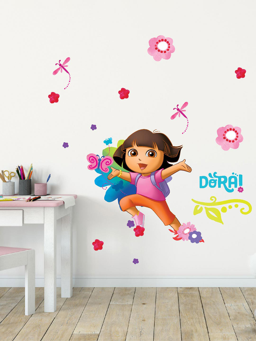 Buy Asian Paints Girls Multicoloured Dora Skip Away Printed Wall ...