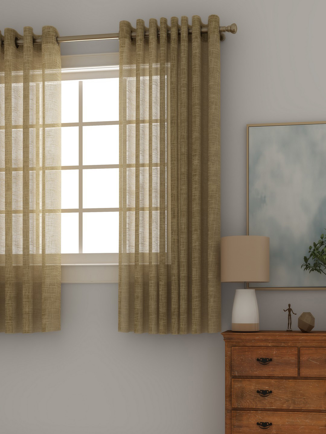 Buy CURTAIN LABEL Beige Sheer Window Curtain - Curtains And Sheers for ...