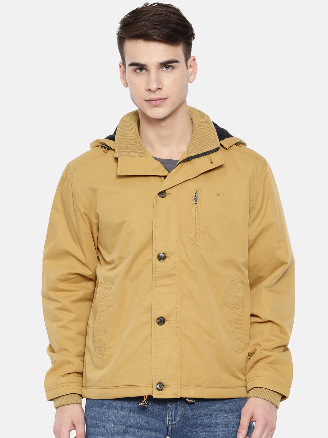 Buy ColorPlus Men Mustard Yellow Solid Tailored Jacket - Jackets for ...