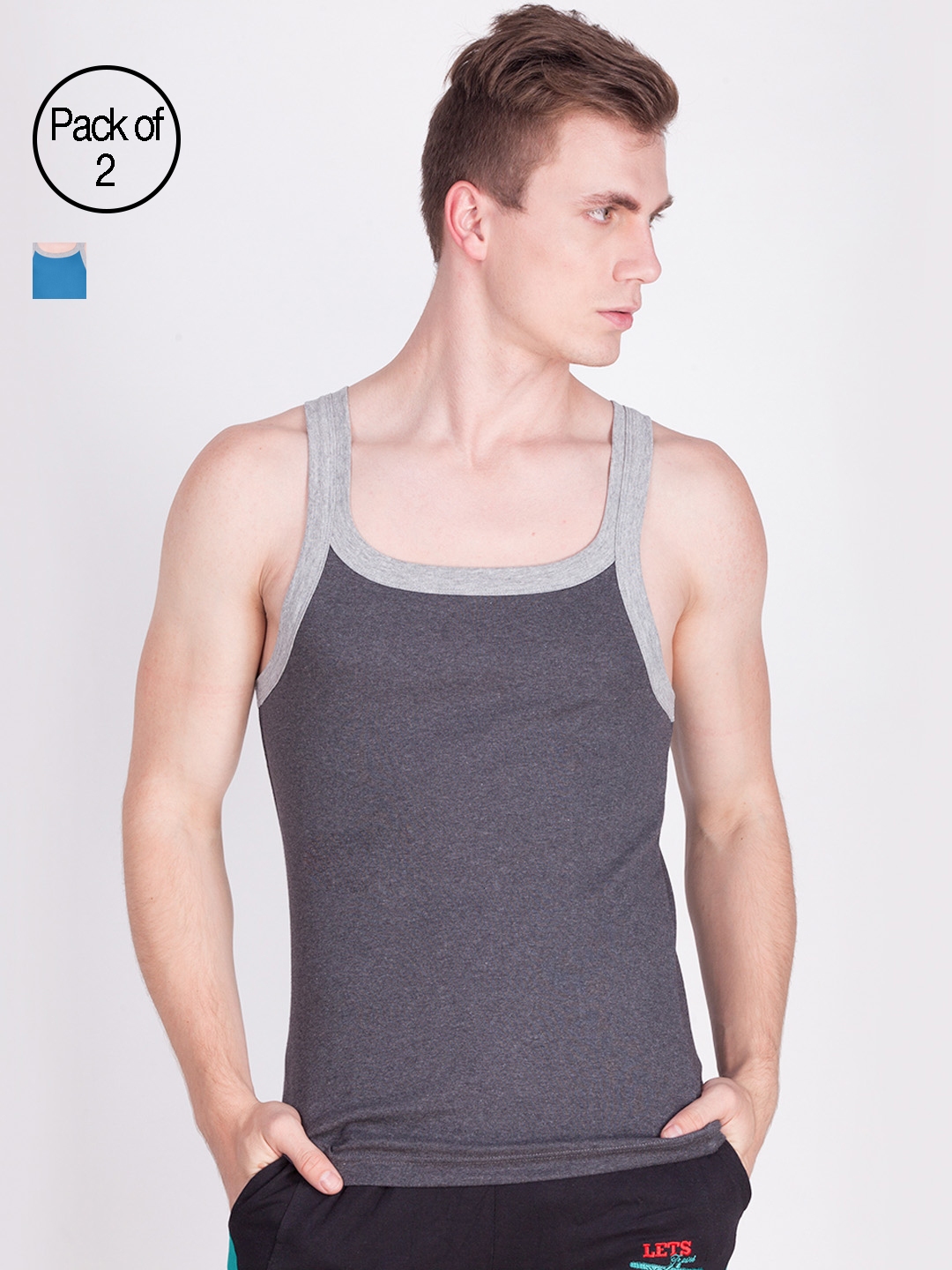 Buy Force Nxt Men Pack Of 2 Assorted Modern Fit Cotton Gym Pure Cotton