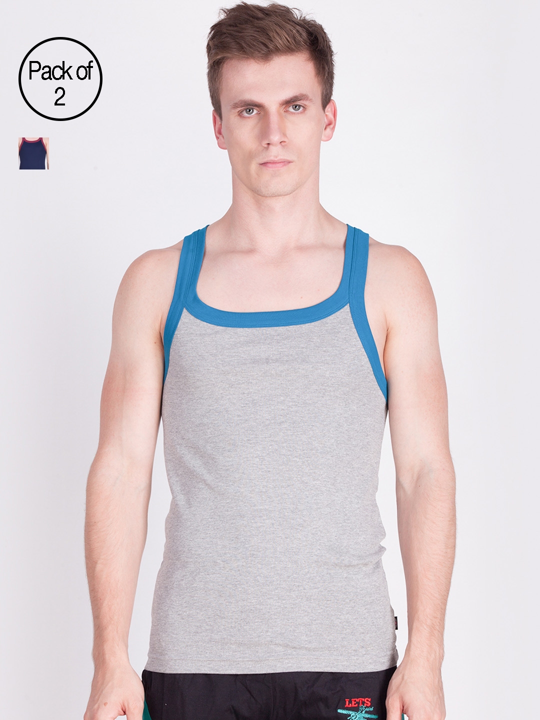 Buy Force Nxt Men Pack Of 2 Solid Pure Cotton Gym Vest Tshirts For