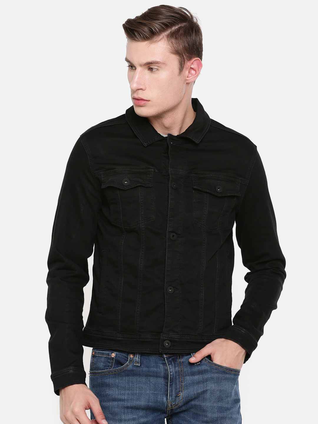 Buy Killer Men Black Solid Denim Jacket - Jackets for Men 7540111 | Myntra