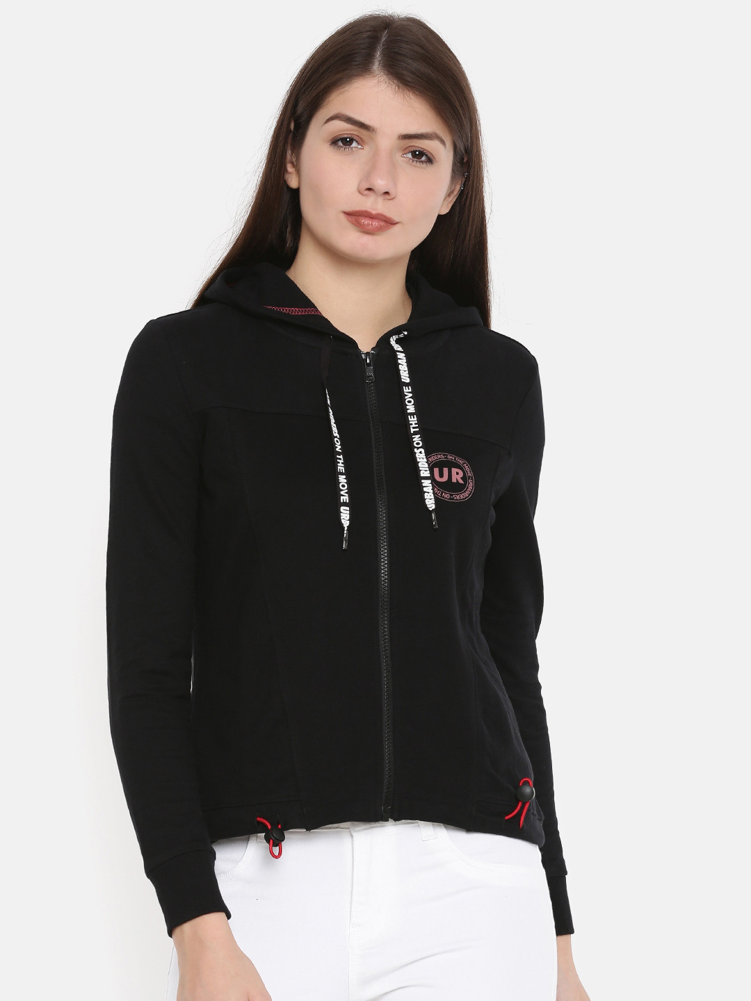 Buy Lee Women Black Solid Hooded Sweatshirt - Sweatshirts for Women ...