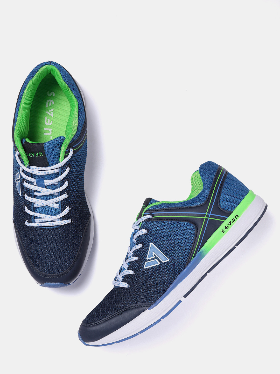 Buy SEVEN By MS Dhoni Men Navy Blue Printed Running Shoes - Sports ...