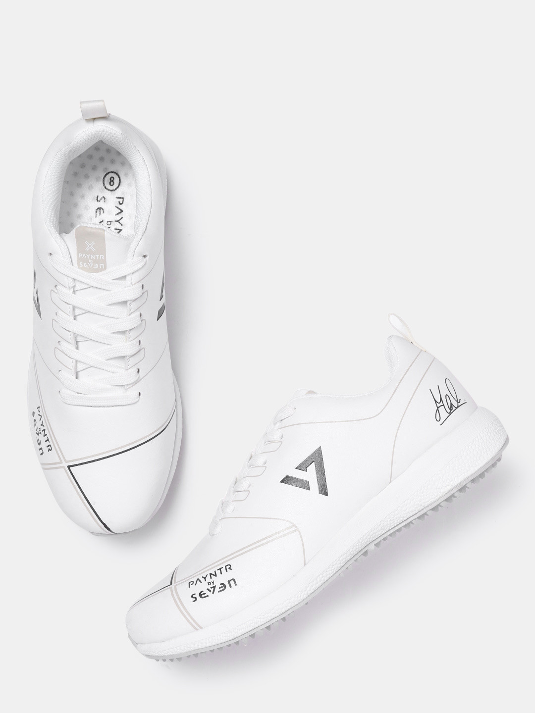 Buy SEVEN By MS Dhoni Men White Printed Cricket Shoes - Sports Shoes ...